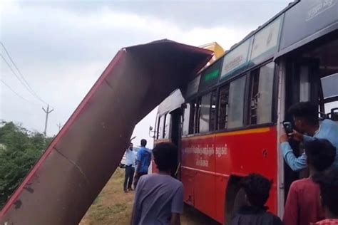 Bus Roof Ripped Off Roof Of Tamil Nadu Government Bus Ripped Off