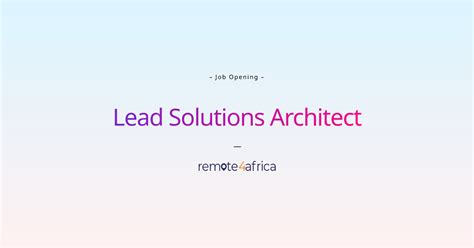 Remote Lead Solutions Architect Job At It Telecommunication Services