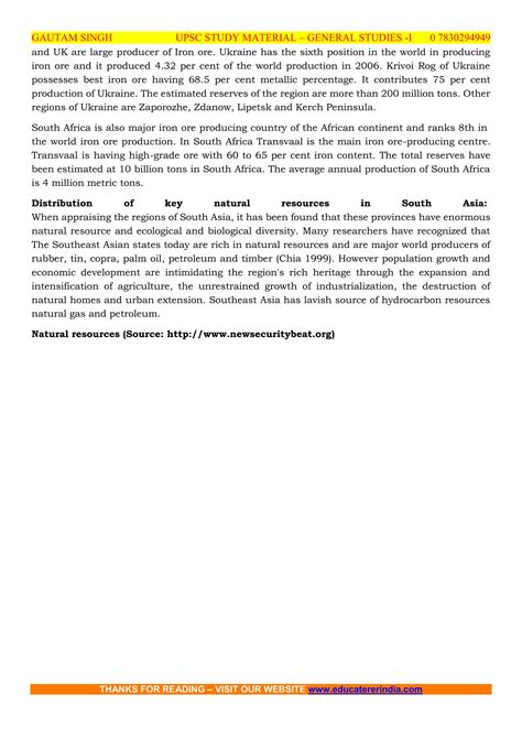 Upsc Distribution Of Key Natural Resources Across The World Including