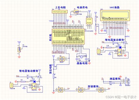 203、基于stc12c5a60s2单片机工业电阻炉炉温测温温度两个继电器控制lcd1602显示设计stc12c5a60s2按键控制继电器