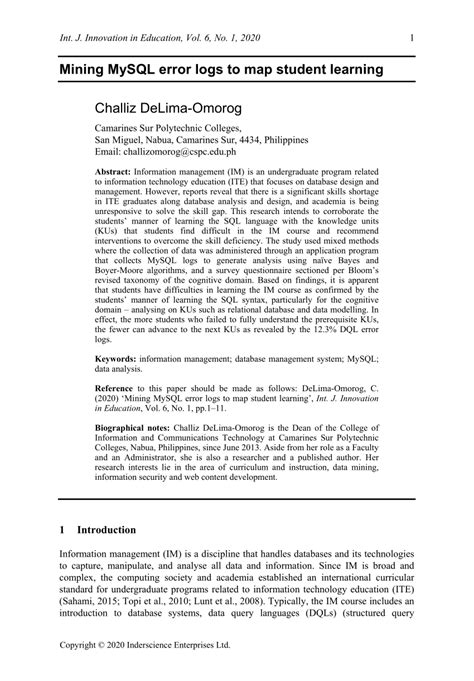 PDF Mining MySQL Error Logs To Map Babe Learning