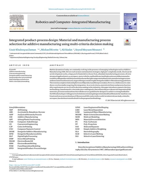 Integrated Product Process Design Material And Manufacturing Process