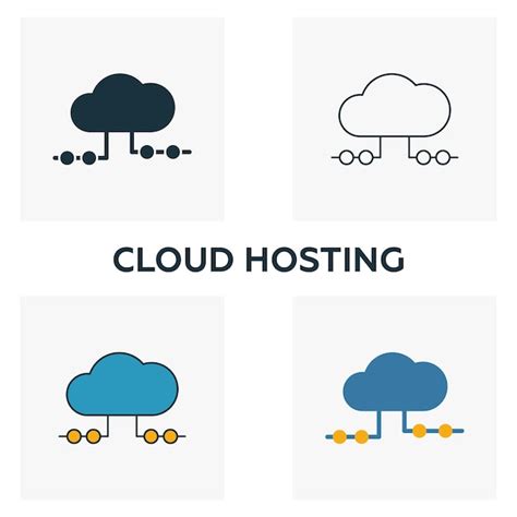Premium Vector Cloud Hosting Icon Set Four Elements In Diferent Styles From Big Data Icons