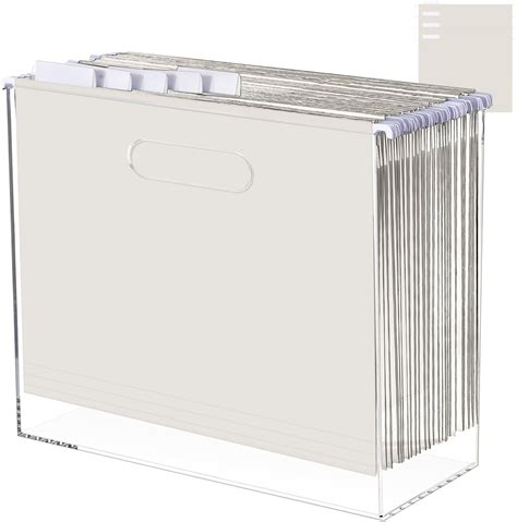Estune Acrylic File Box Organizer With 24 Pcs Hanging File Holders Letter Size