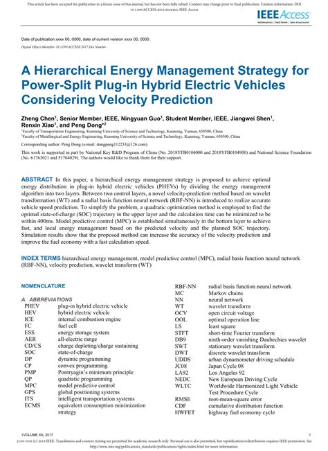Pdf A Hierarchical Energy Management Strategy For Power Split Plug In Hybrid Electric Vehicles
