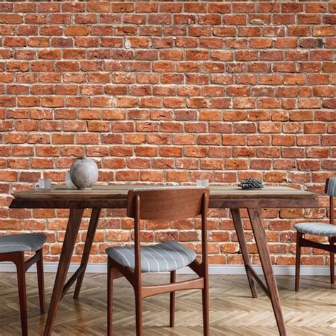 Red Brick Wall Style Wallpaper Rustic Brick Peel And Stick Etsy