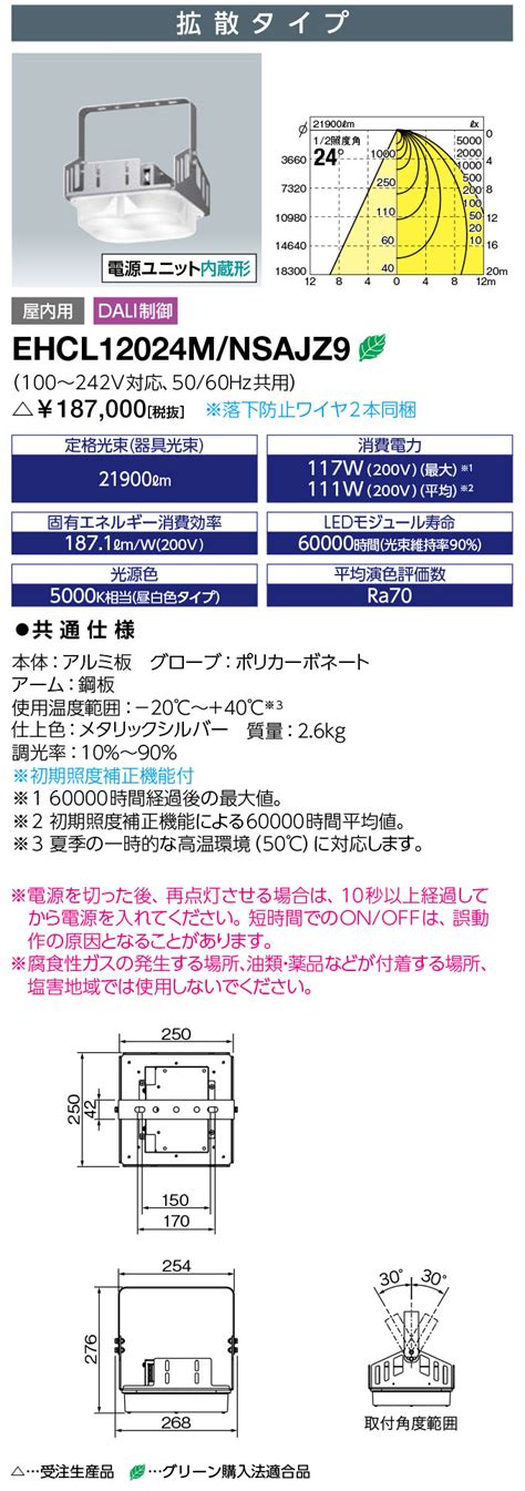 【楽天市場】岩崎 Ehcl12024mnsajz9 高天井器具 Lediochigh Bay Γ Dali対応形