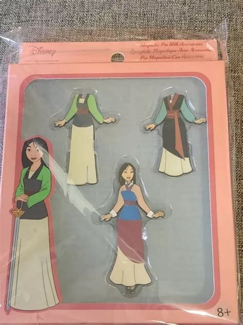 Disney Princess Mulan Paper Doll Dress Up Enamel Pin Set Magnetic