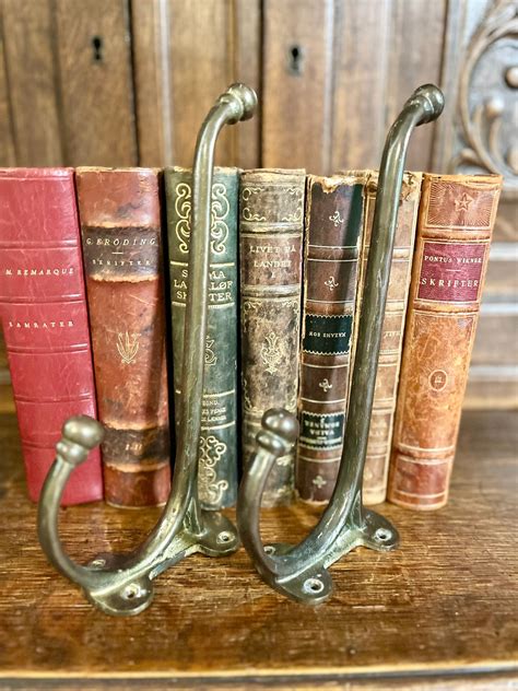 Vintage Pair Large Brass Hooks Hardware Coat Robe Mud Room Hook Etsy