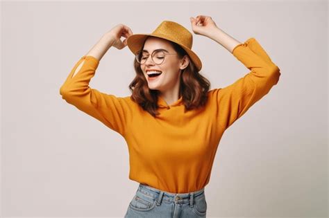 Premium Ai Image A Woman Wearing A Yellow Sweater And A Hat