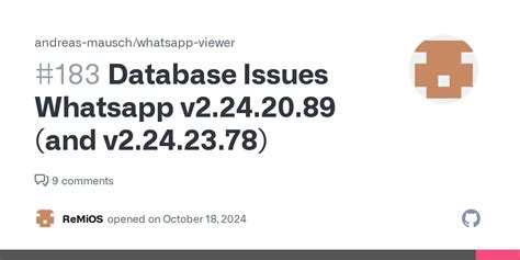 Database Issues Whatsapp V2242089 And V2242378 · Issue 183