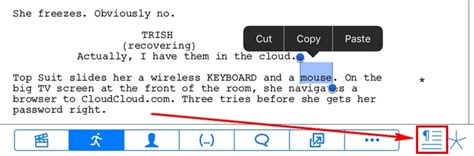 in the final draft mobile app for ipad how do i toggle case upper to