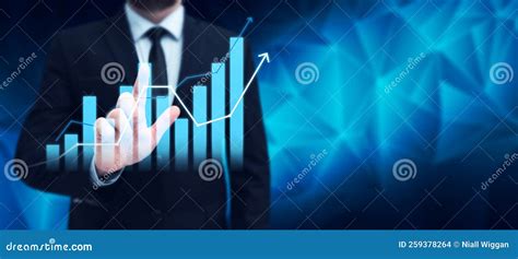 man standing holding tablet and pressing on virtual graph business man