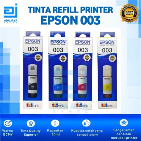 Jual 1 SET TINTA EPSON 003 HITAM BIRU MERAH KUNING L1110 L3110 L3101 L3150 L5190 L3100