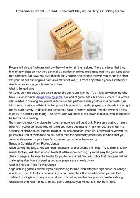 Jenga Drinking Game