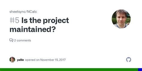 Is The Project Maintained · Issue 5 · Sheetsyncncalc · Github