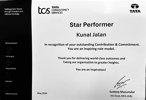 Kunal Jalan On Linkedin Award Starperfomer