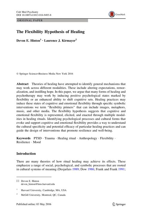 Pdf The Flexibility Hypothesis Of Healing