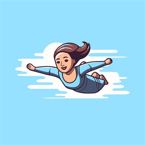 Premium Vector Vector Illustration Of A Girl Falling On The Sky