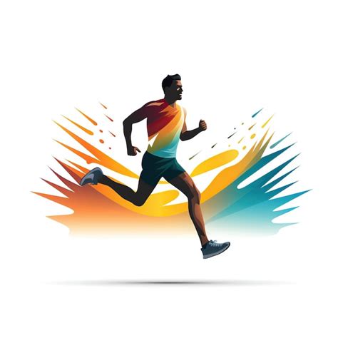 Premium Photo Logo Emblem With Running Male Runner Athlete On A White Background