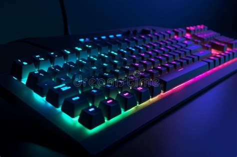 Colorful Neon Backlight Gaming Keyboard Ai Generative Stock Illustration Illustration Of