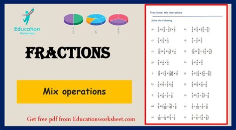 Four Operations With Fractions Worksheets Education Worksheet
