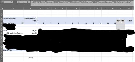 getting ref error when linking to pivot table r excel