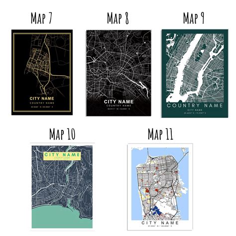 Custom City Map Print Decor Custom City Map Poster Personalized Map Art