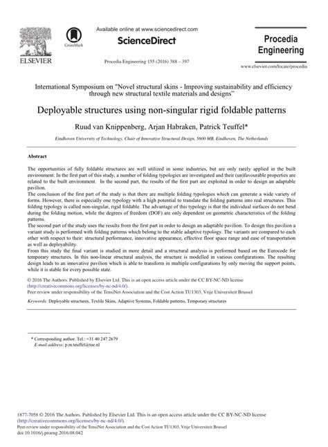 Pdf Deployable Structures Using Non Singular Rigid Foldable Patterns