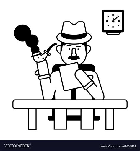 Detective Reading Royalty Free Vector Image Vectorstock