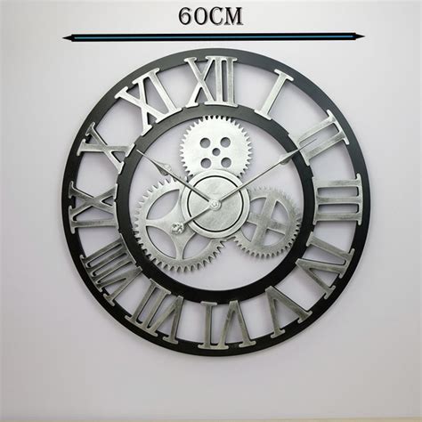 ретро Часы настенные металлические бесшумные настенные часы офисное украшение диаметр 60см