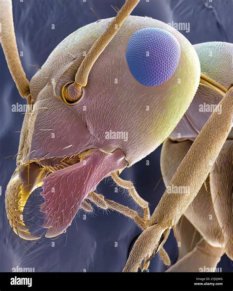 Ant Head Coloured Scanning Electron Micrograph Sem Of The Head Of A
