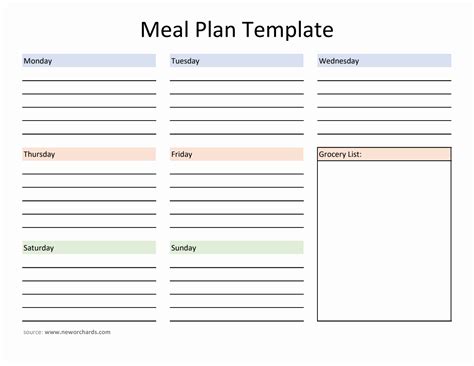 Free Excel Meal Plan Templates