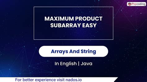 Maximum Product Subarray Easy Module Arrays And String In English