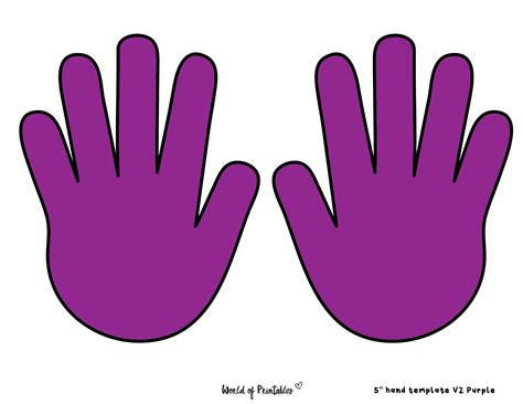 Free Printable Hand Outline Template Free Printable Hands Purple