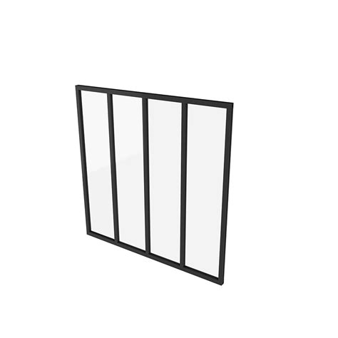 Verrière Atelier En Aluminium Noir Mat 123x108cm 4 Carreaux Verrière F