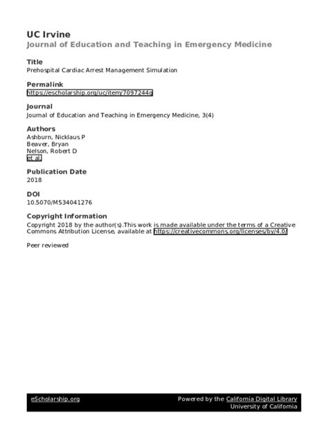 Pdf Prehospital Cardiac Arrest Management Simulation