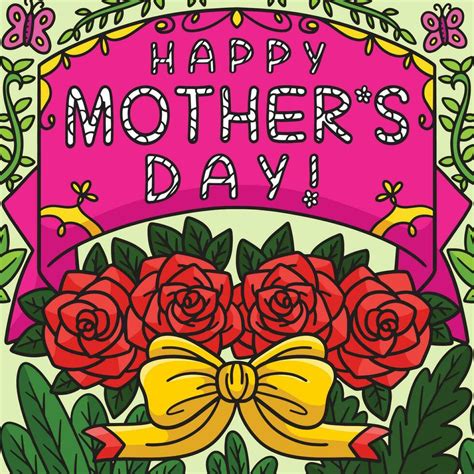 Happy Mothers Day Colored Cartoon Illustration 23222965 Vector Art At