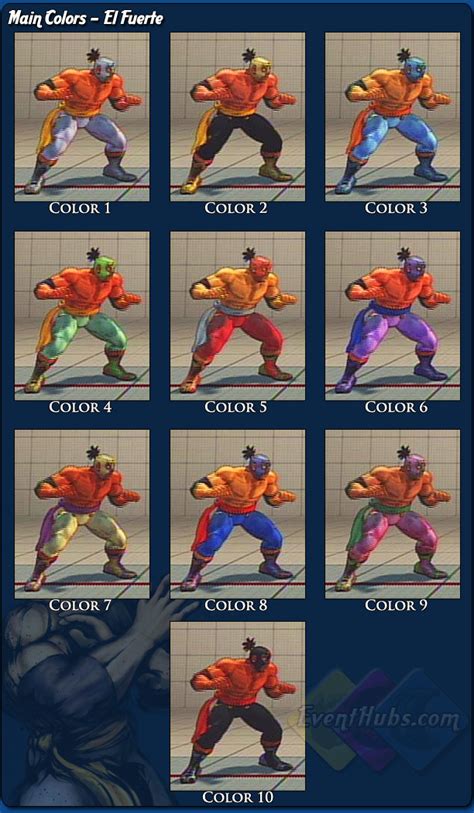 Costume And Alternative Outfit Colors For El Fuerte Street Fighter 4