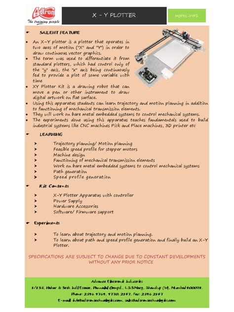X Y Plotter Sailent Feature Pdf Teaching Methods And Materials