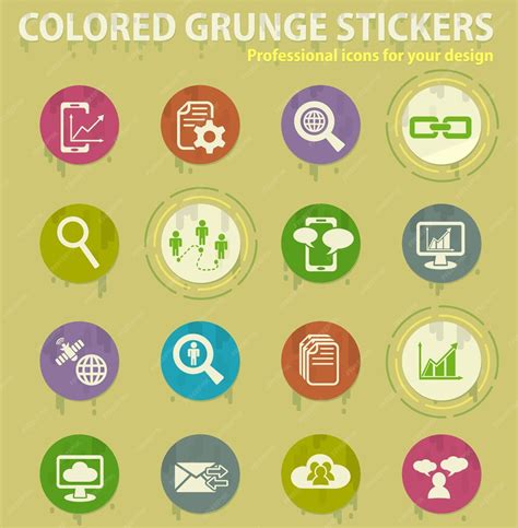 Premium Vector Data Analytic Colored Grunge Icons Premium Vector Data Analytic Colored Grunge Icons