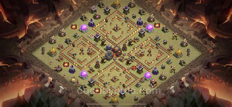 Best Anti 3 Stars War Base Th10 With Link Anti Air Dragon Town