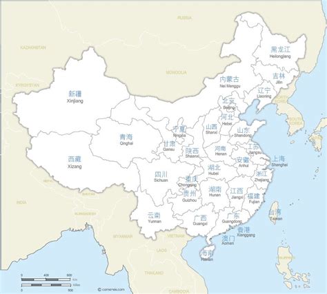 Carte Des Provinces De Chine Vecteurs
