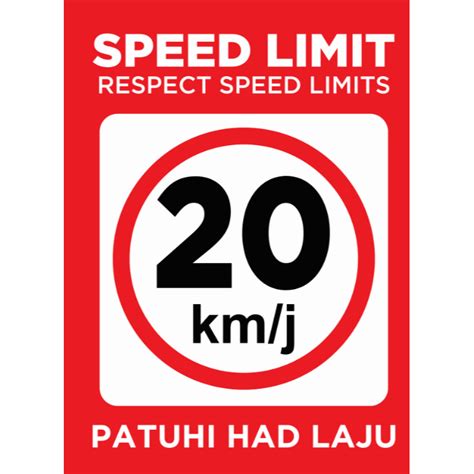 20kmj Speed Limit Respect Speed Limits Patuhi Had Laju Sign 25ft X