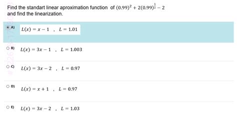 Solved Find The Standart Linear Aproximation Function Of