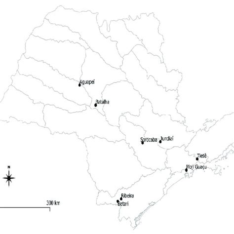 Map Containing Location Of Sampling Points In Rivers In The State Of Download Scientific