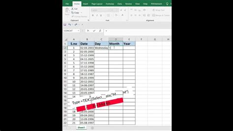 Find Day,Month and Year From Date in excel Using Text Function - YouTube