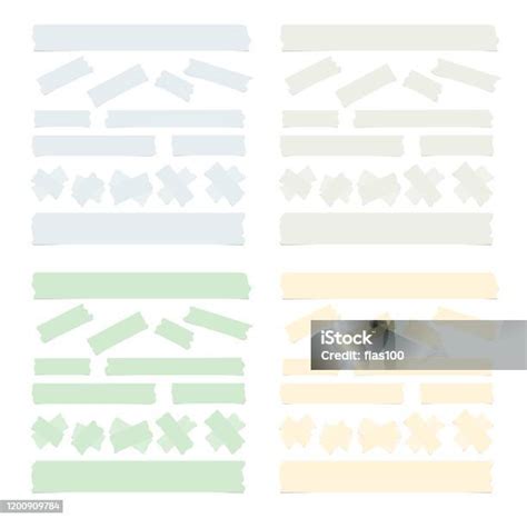 다른 크기의 세트 다채로운 끈적 끈적한 종이 접착제 마스킹 테이프는 흰색 배경에 있습니다 0명에 대한 스톡 벡터 아트 및 기타 이미지 Istock