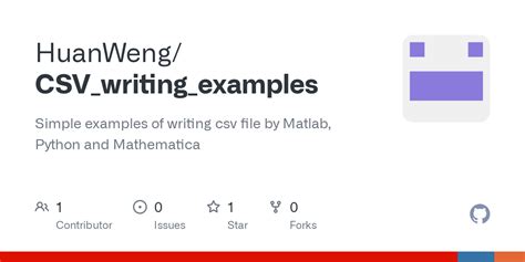 GitHub HuanWeng CSV Writing Examples Simple Examples Of Writing Csv