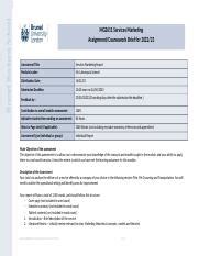 MG2611 Services Marketing Coursework Brief 2022 23 Docx Brunel